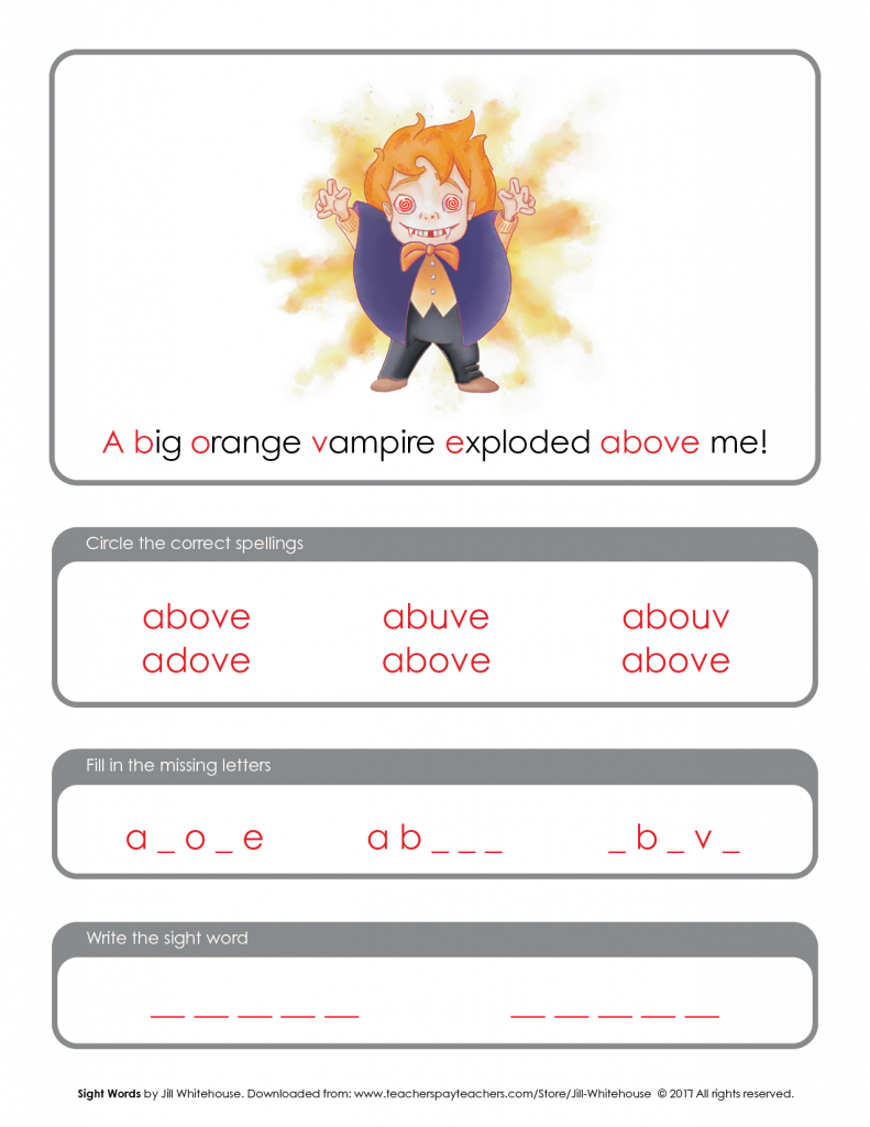 Sight Word – Above | Early Minds Education Inc.