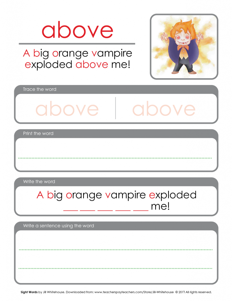 Sight Word – Above | Early Minds Education Inc.