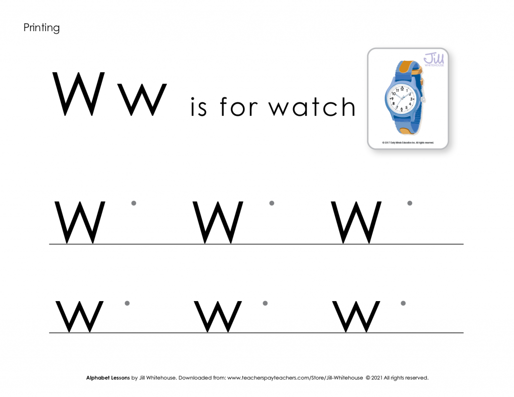 Alphabet Individual Lessons W | Early Minds Education Inc.