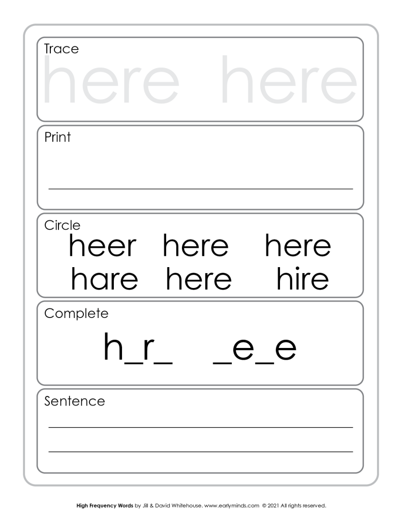 High Frequency Words -Dolch Set One | Early Minds Education Inc.